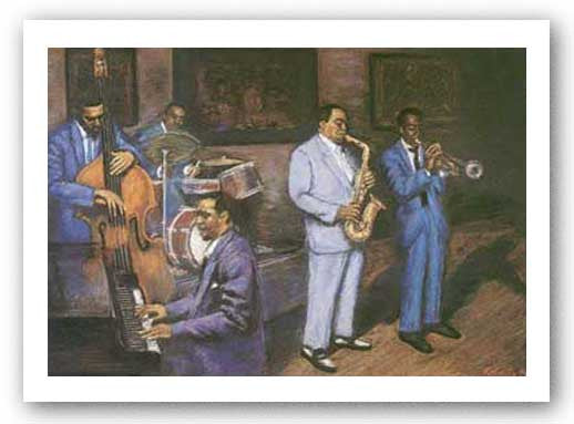 Jam Session by Tommy Roberts African-American Art Print – Ebony Graphics